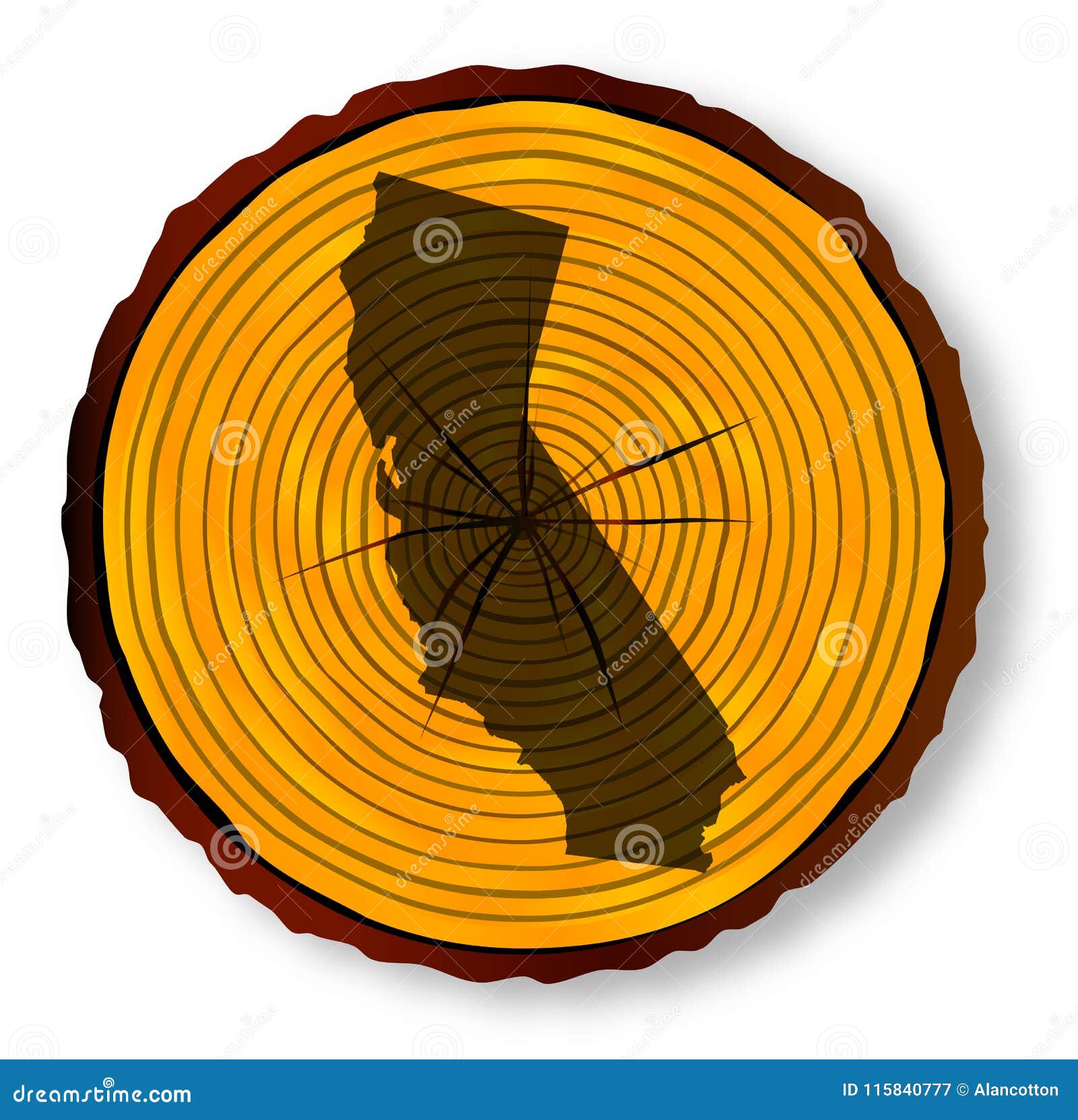 California Map on Timber End Section Stock Vector - Illustration of ...