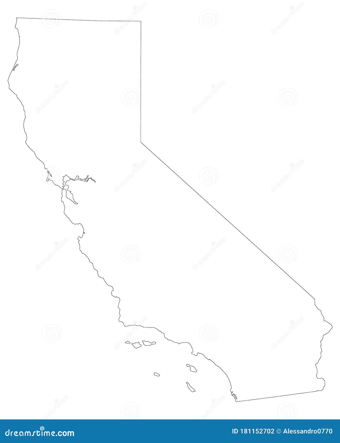 Map of California in white stock illustration. Illustration of angeles ...