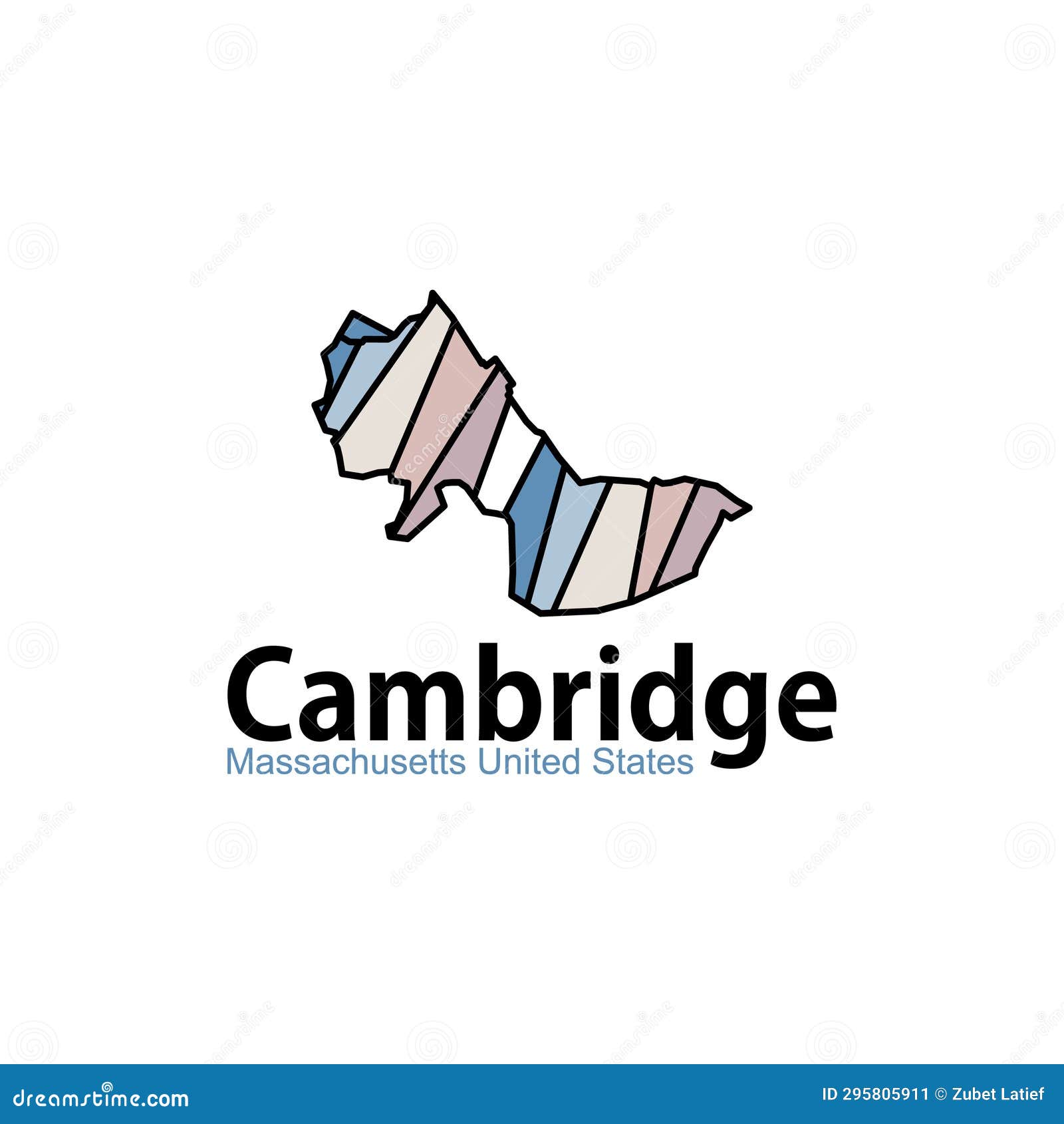 Cambridge, Massachusetts - Cityscape With White Abstract Line Corner ...