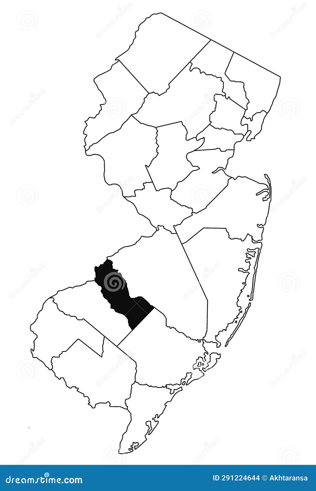 Map Of Camden County In New Jersey State On White Background. Single ...