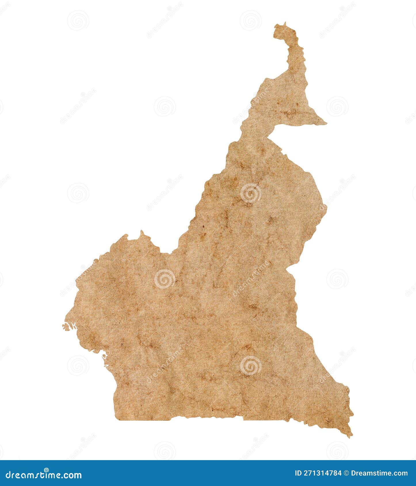 Map of Cameroon on Old Brown Grunge Paper Stock Illustration ...