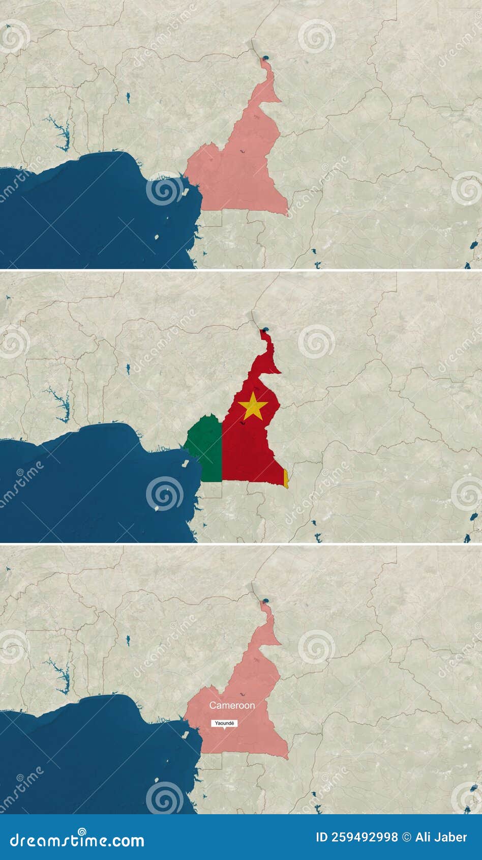 The Map of Cameroon with Text, Textless, and with Flag Stock ...