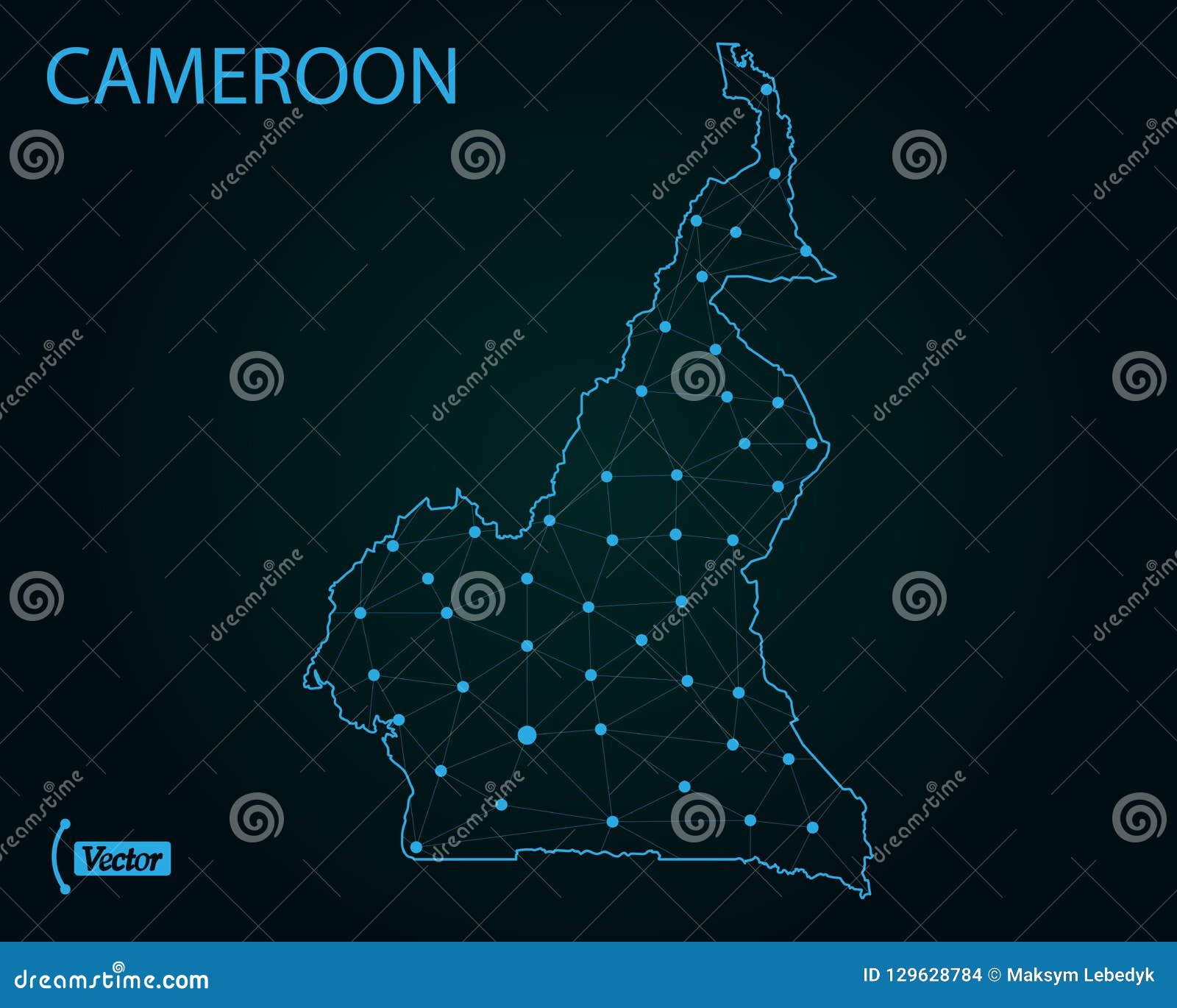 Cameroon Vector Map Isolated On White Background. High-Detailed Black ...