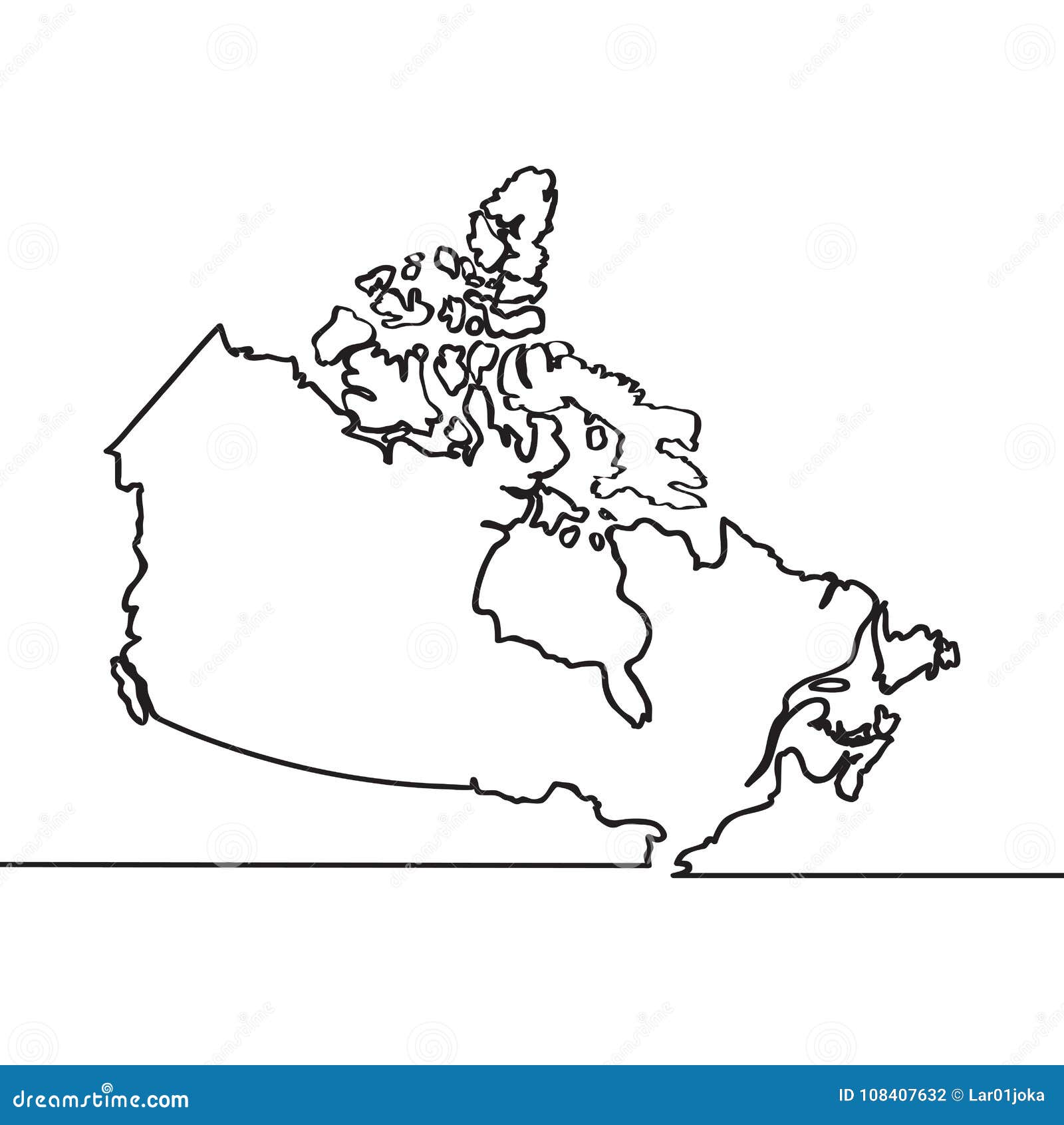Map of Canada. Continous Line Stock Vector - Illustration of minimalism ...