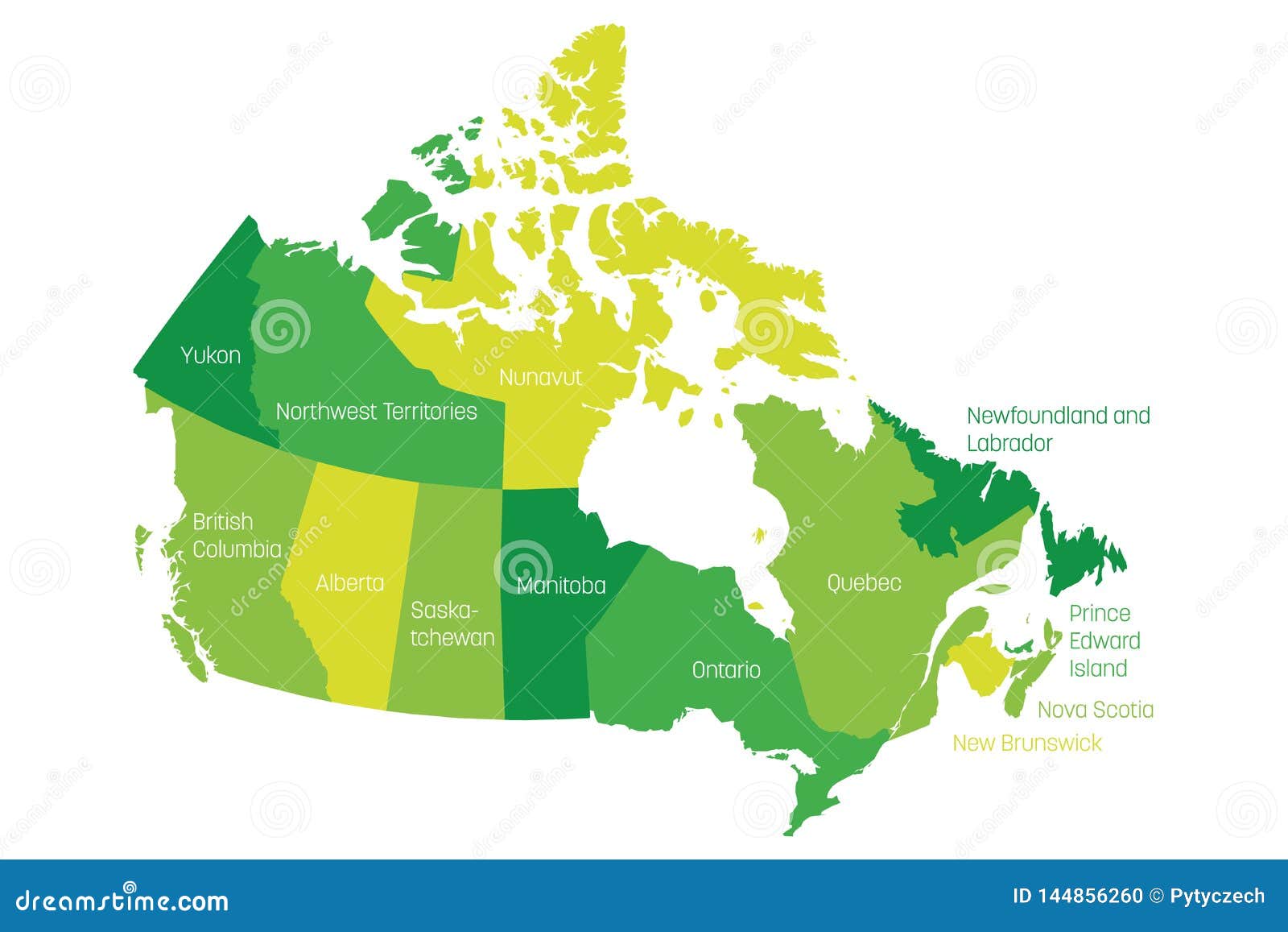 Map of Canada Divided into 10 Provinces and 3 Territories ...