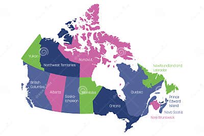Map of Canada Divided into 10 Provinces and 3 Territories ...