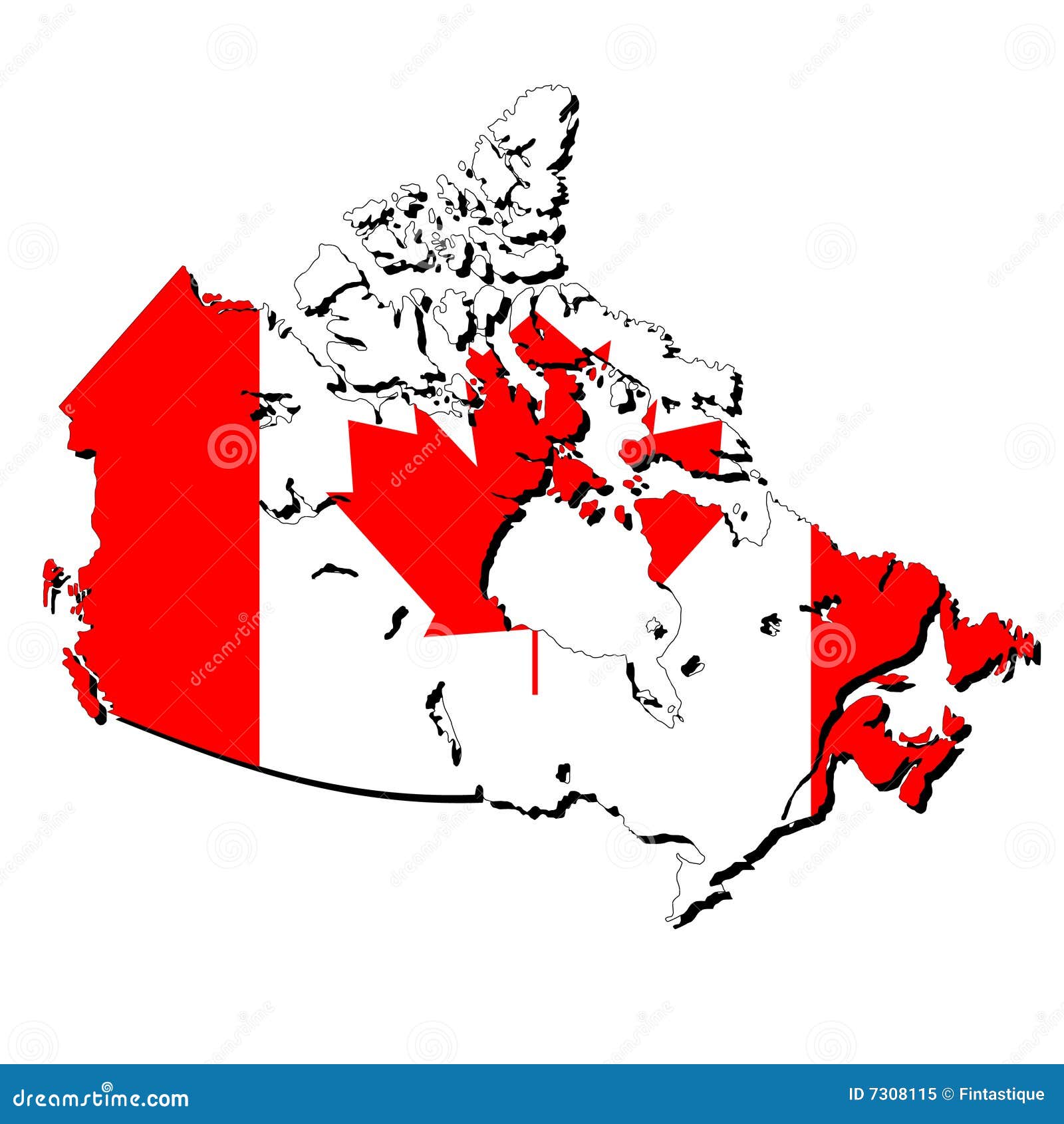 Map of Canada with flag stock vector. Illustration of nation - 7308115