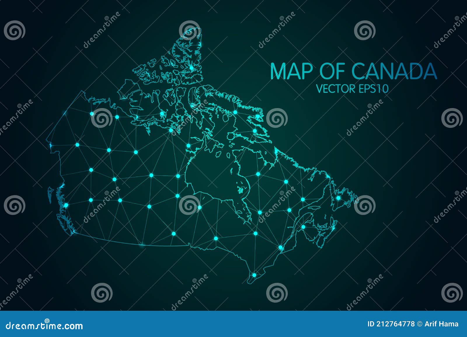 Map of Canada - with Glowing Point and Lines Scales on the Dark ...