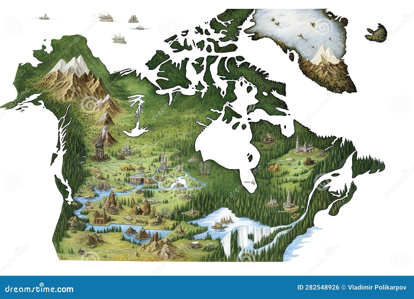 Map of Canada Isolated on White. Generated by AI Stock Illustration ...