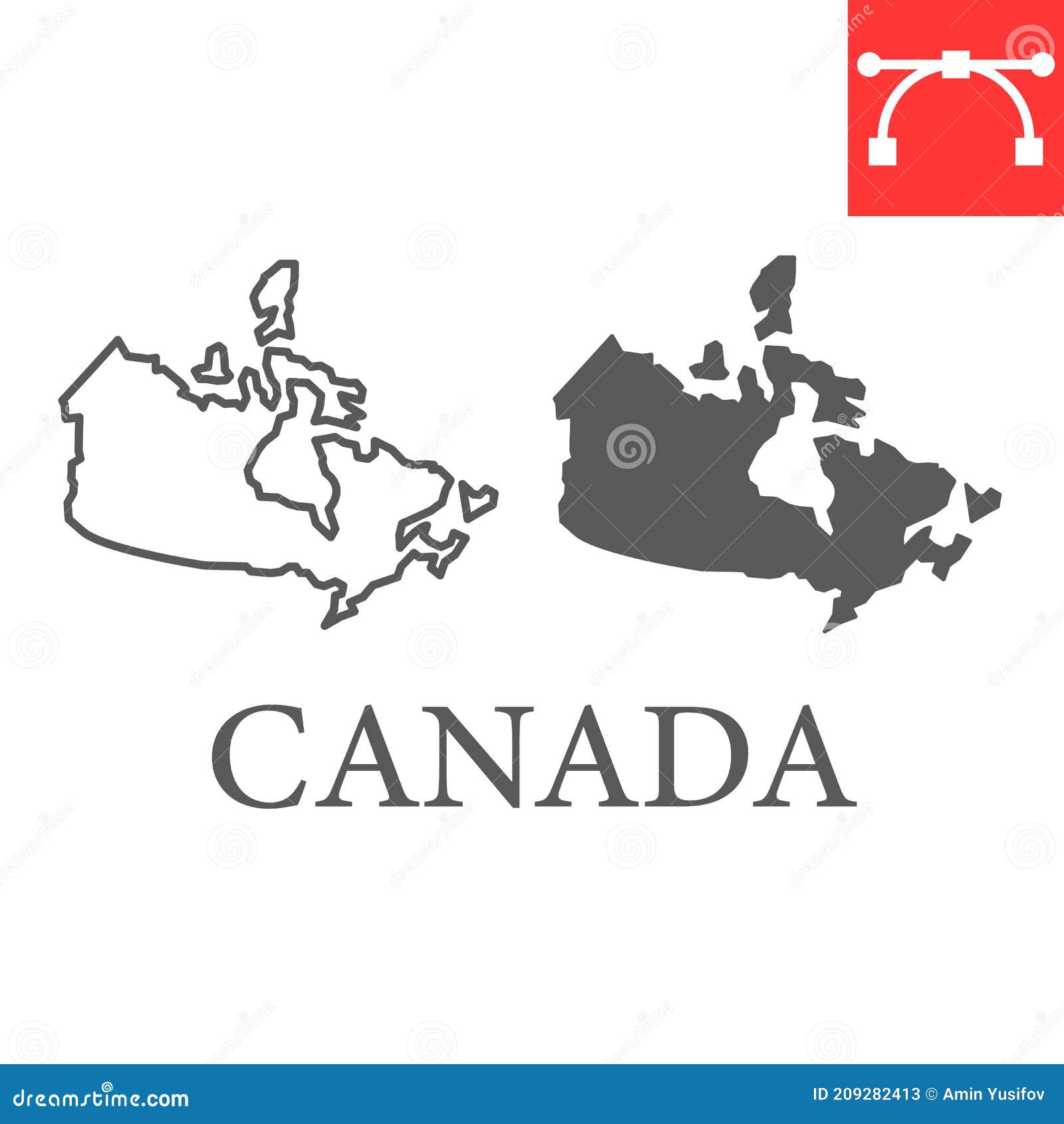 Map of Canada Line and Glyph Icon, Country and Geography, Canada Map ...