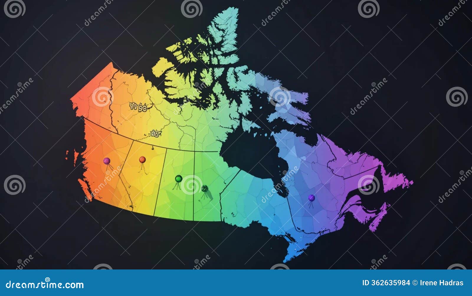 Map of Canada with a Rainbow Gradient Overlay Generated Stock ...