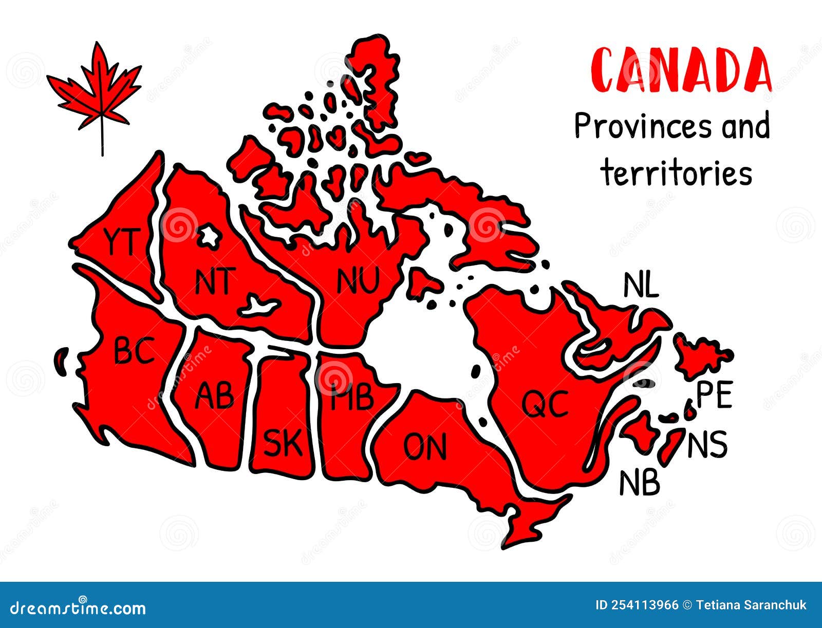 Map of Canada. Red and White Print of Canada Map Stock Vector ...