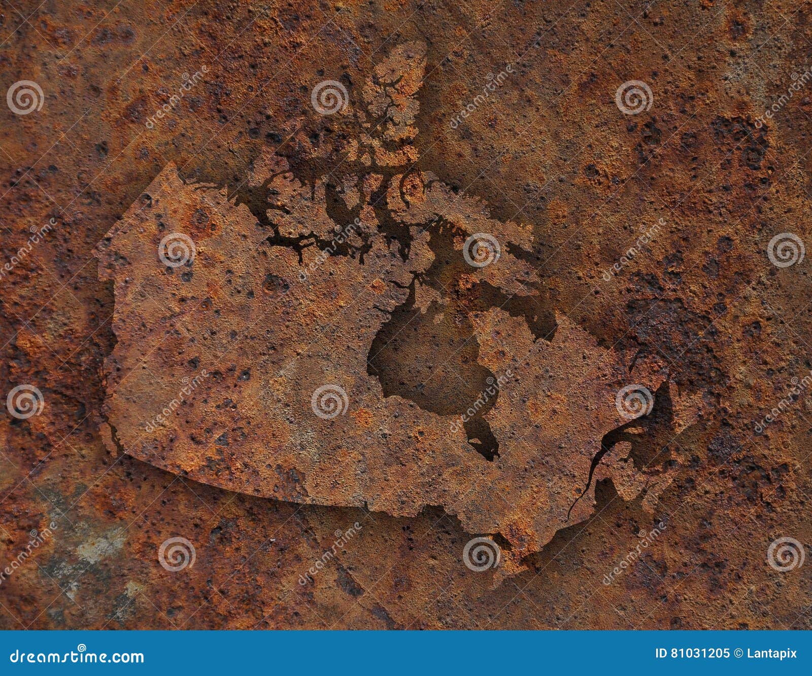 Map of Canada on Rusty Metal Stock Image - Image of state, country ...