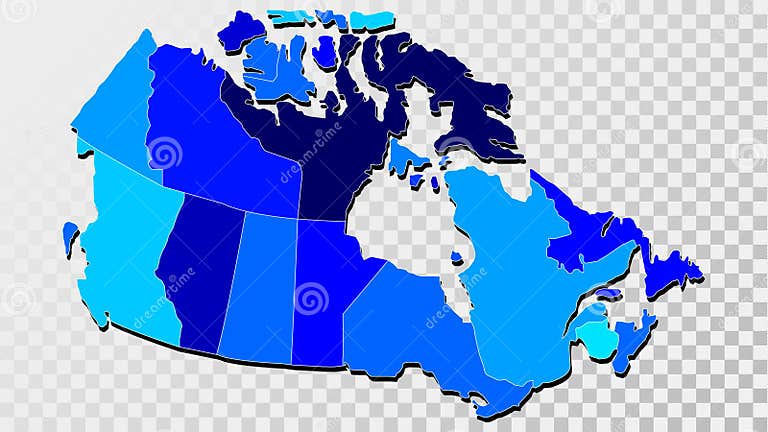 Map of Canada in Shades of Blue Stock Illustration - Illustration of ...