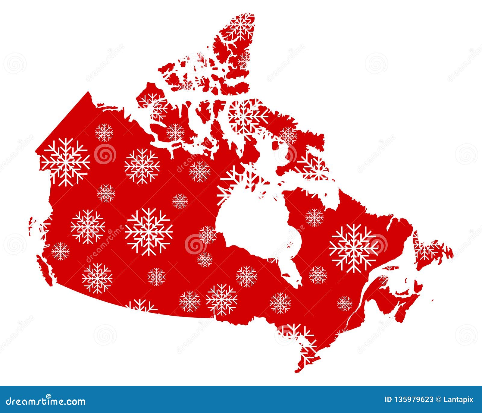Map of Canada with Snowflakes Stock Vector - Illustration of flake ...