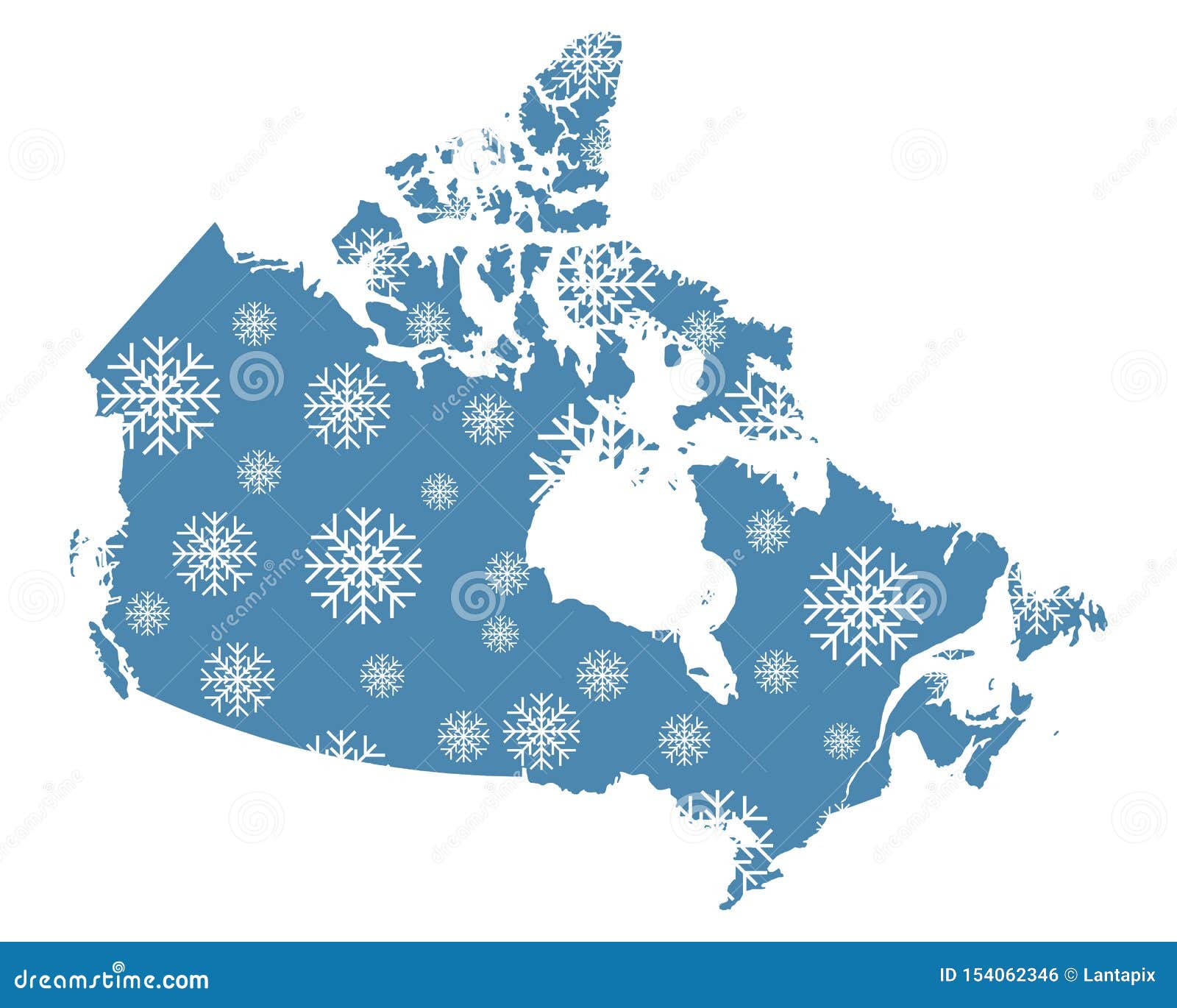 Map of Canada with Snowflakes Stock Vector - Illustration of silhouette ...