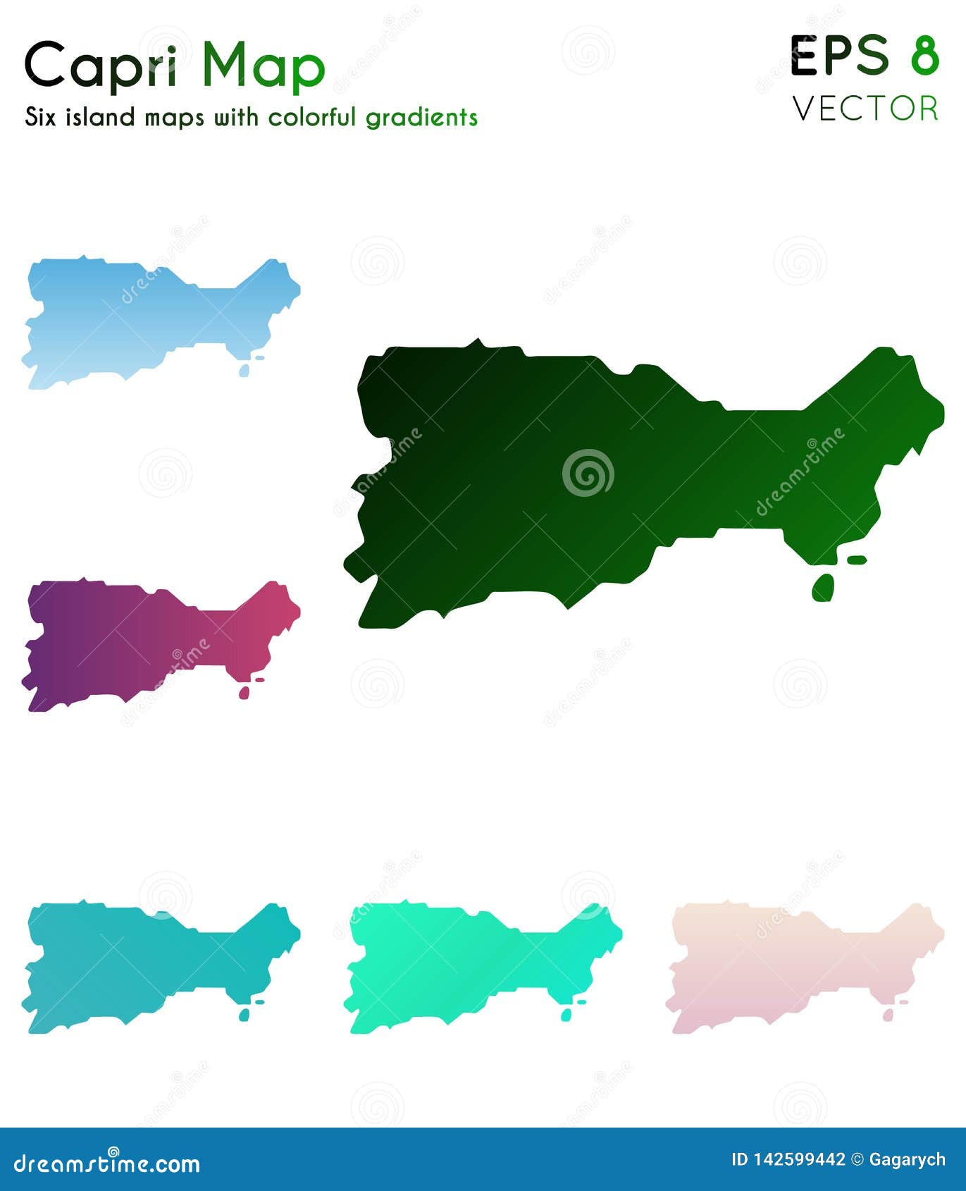 Map of Capri with Beautiful Gradients. Stock Vector - Illustration of ...