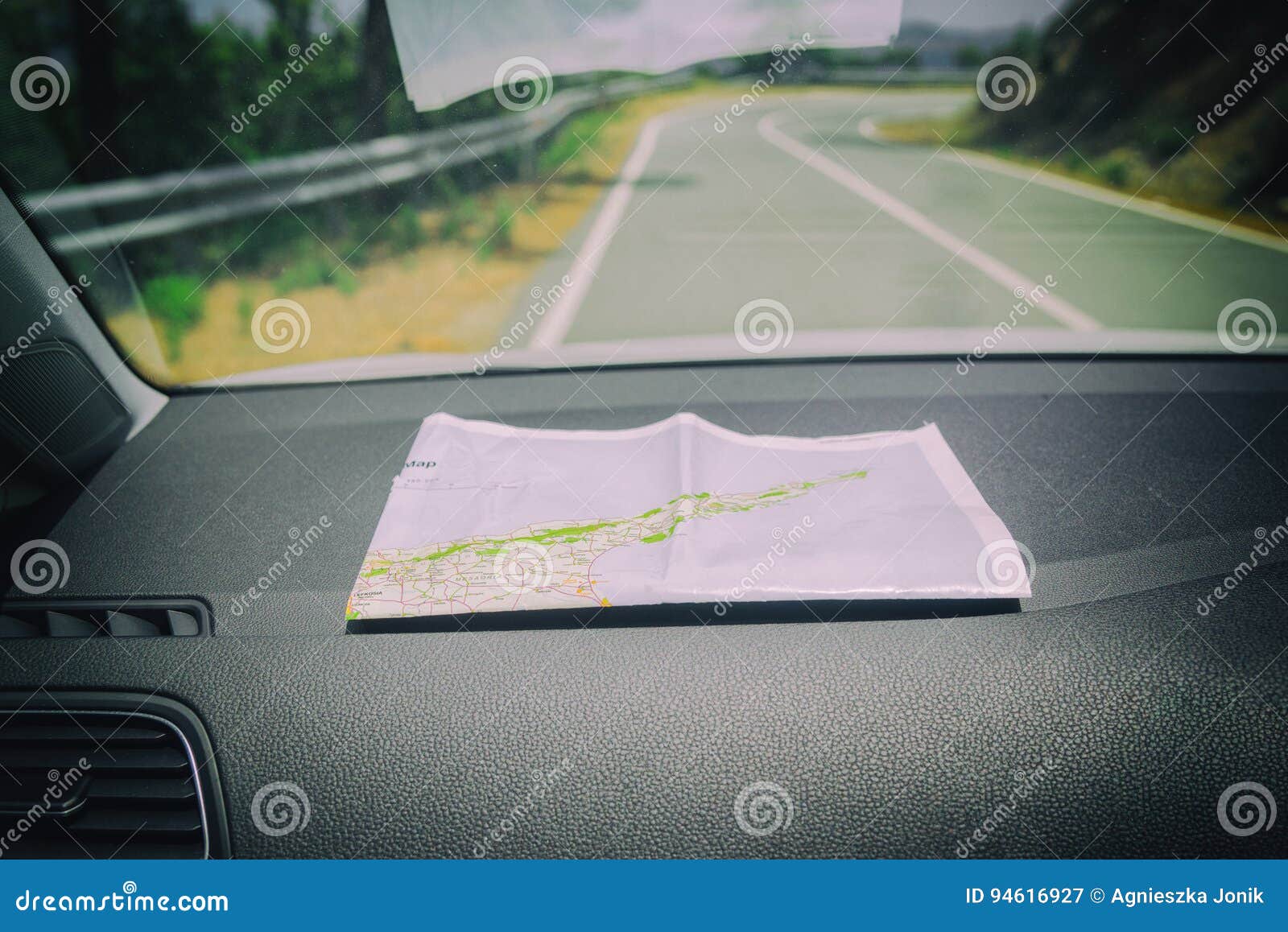 Map on a car`s dashboard stock image. Image of driving - 94616927