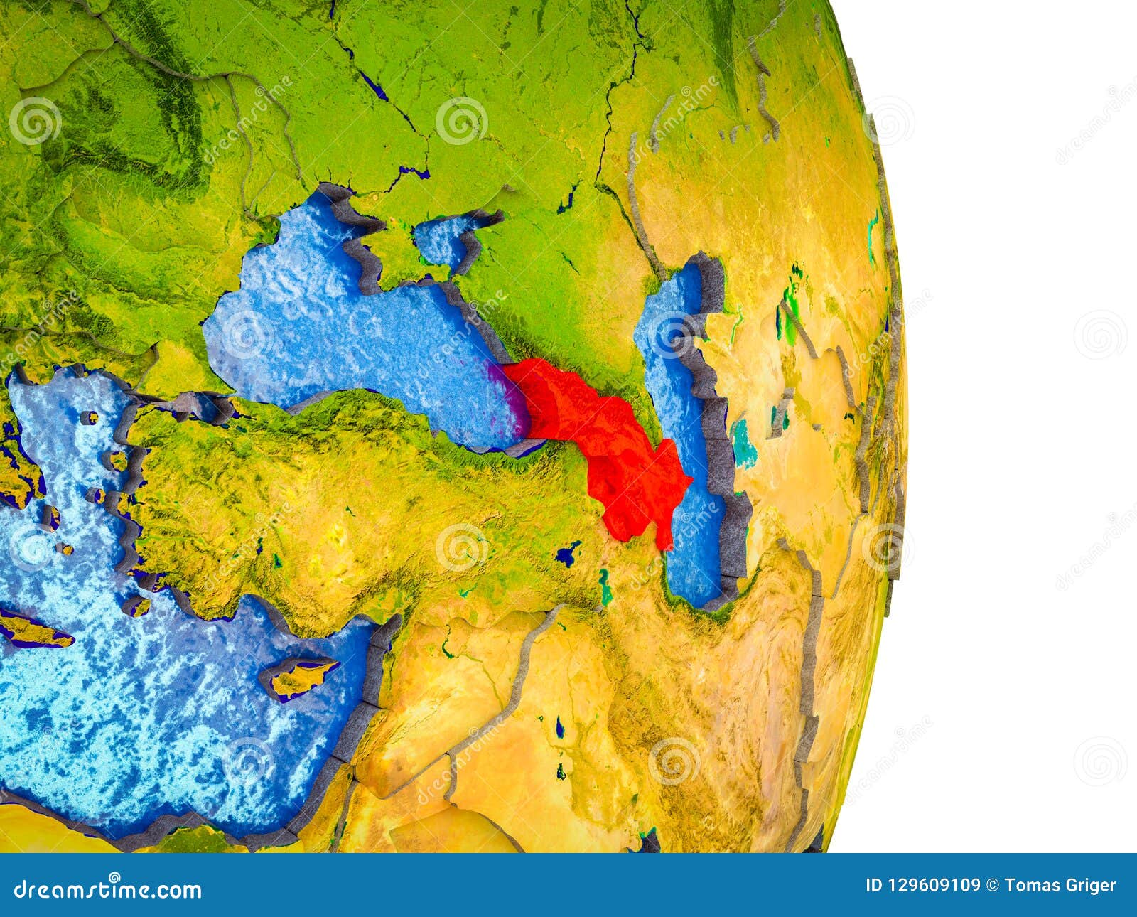 Map of Caucasus Region on 3D Earth Stock Illustration - Illustration of ...