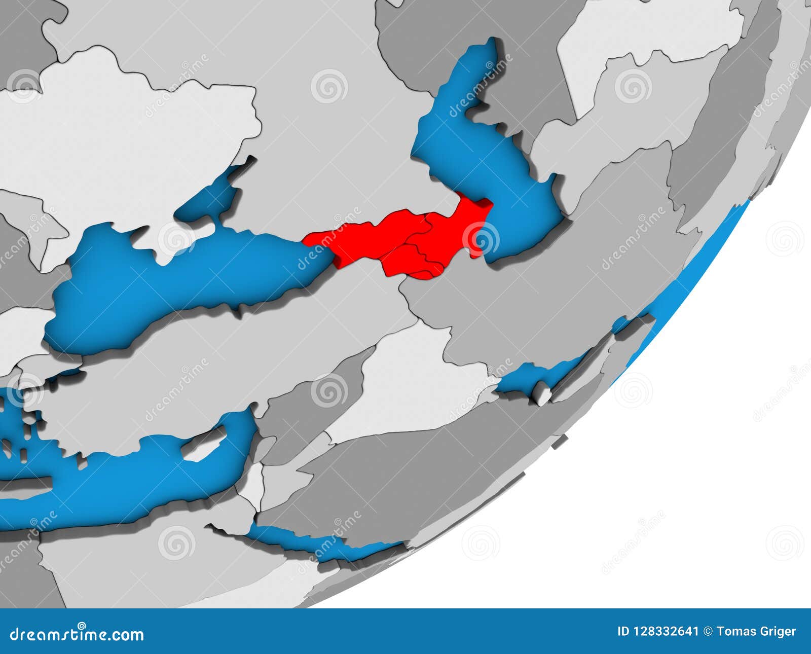 Map of Caucasus Region on 3D Globe Stock Illustration - Illustration of ...