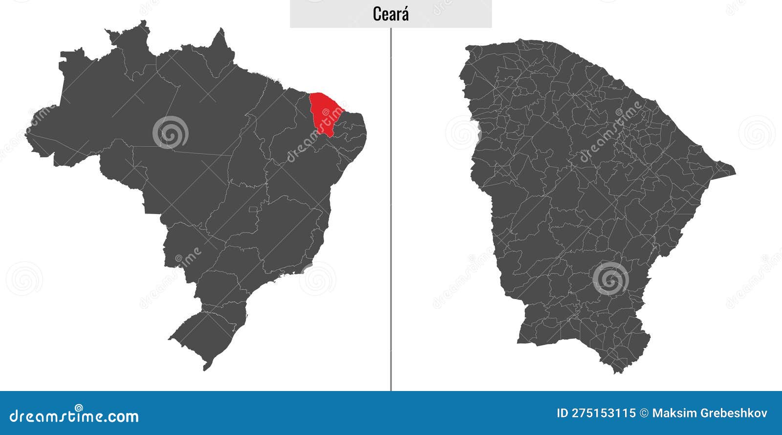 Map of Ceara State of Brazi Stock Illustration - Illustration of review ...