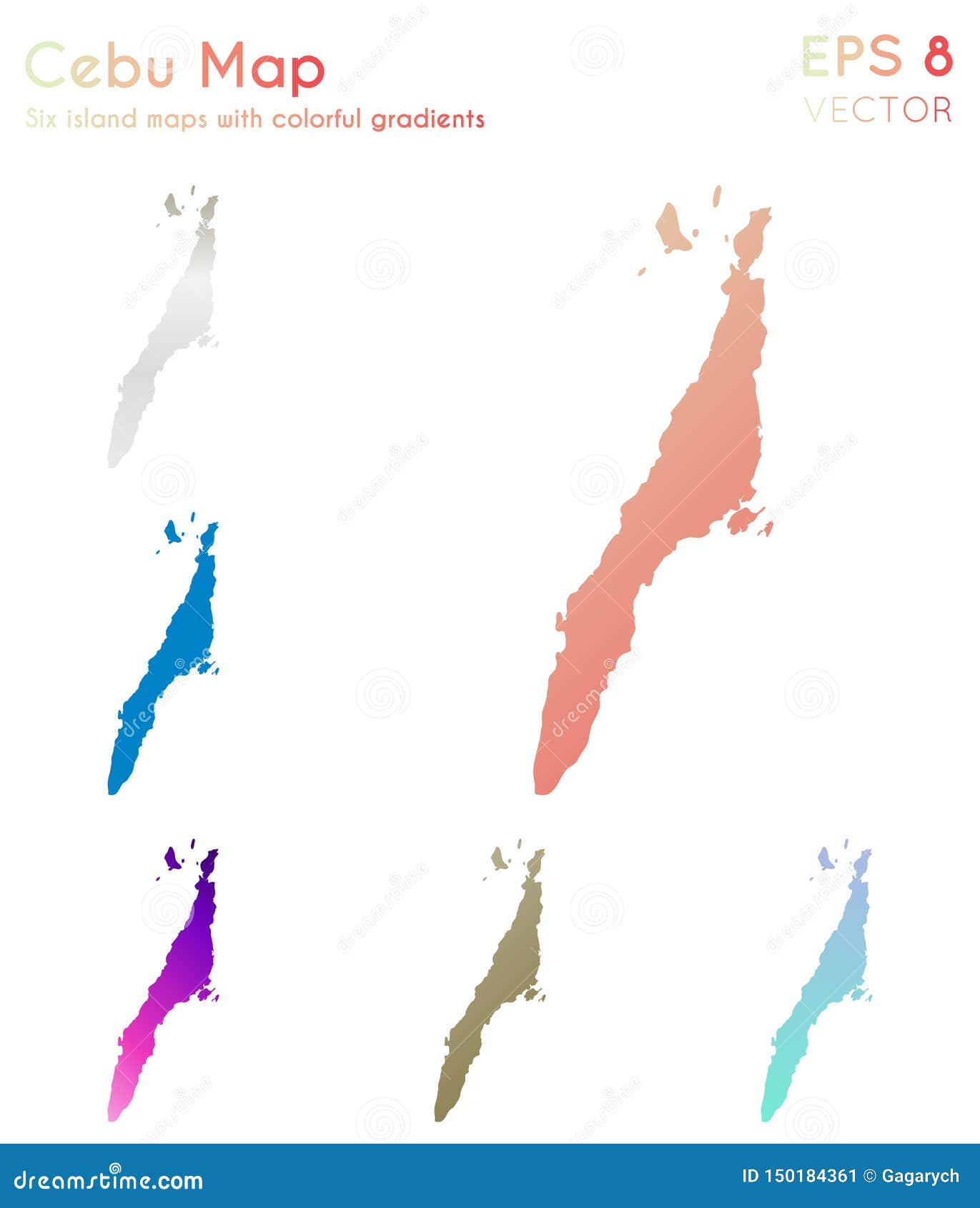 Map of Cebu with Beautiful Gradients. Stock Vector - Illustration of ...