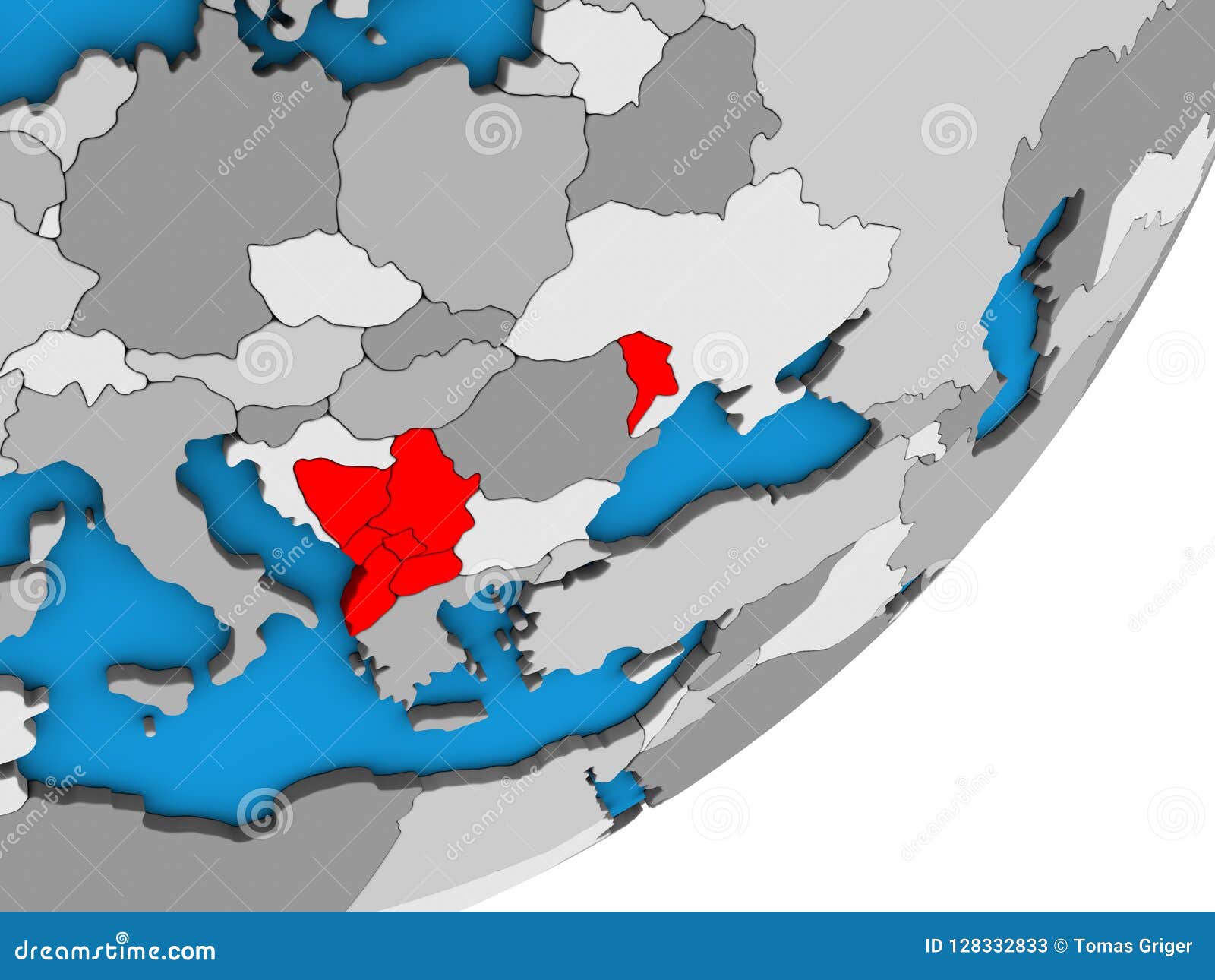 Map of CEFTA Countries on 3D Globe Stock Illustration - Illustration of ...