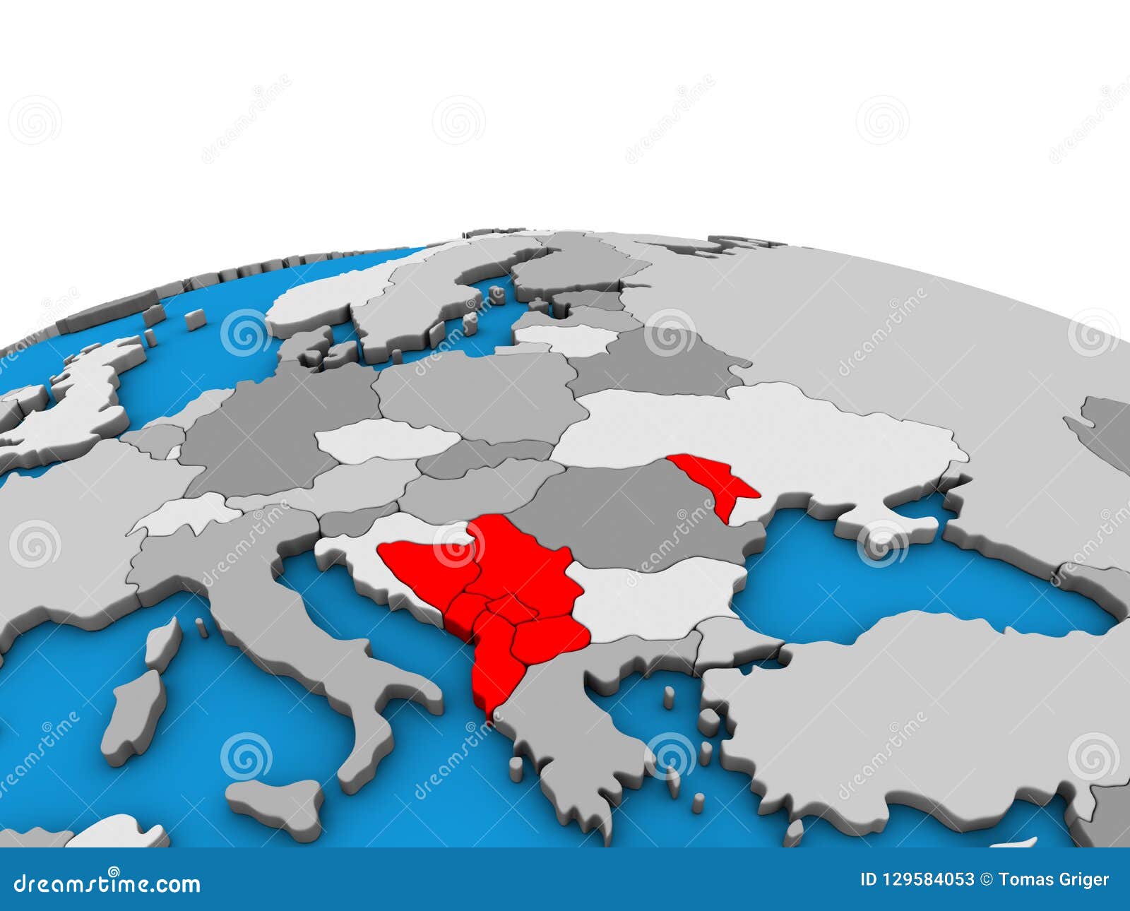 Map of CEFTA Countries on 3D Globe Stock Illustration - Illustration of ...