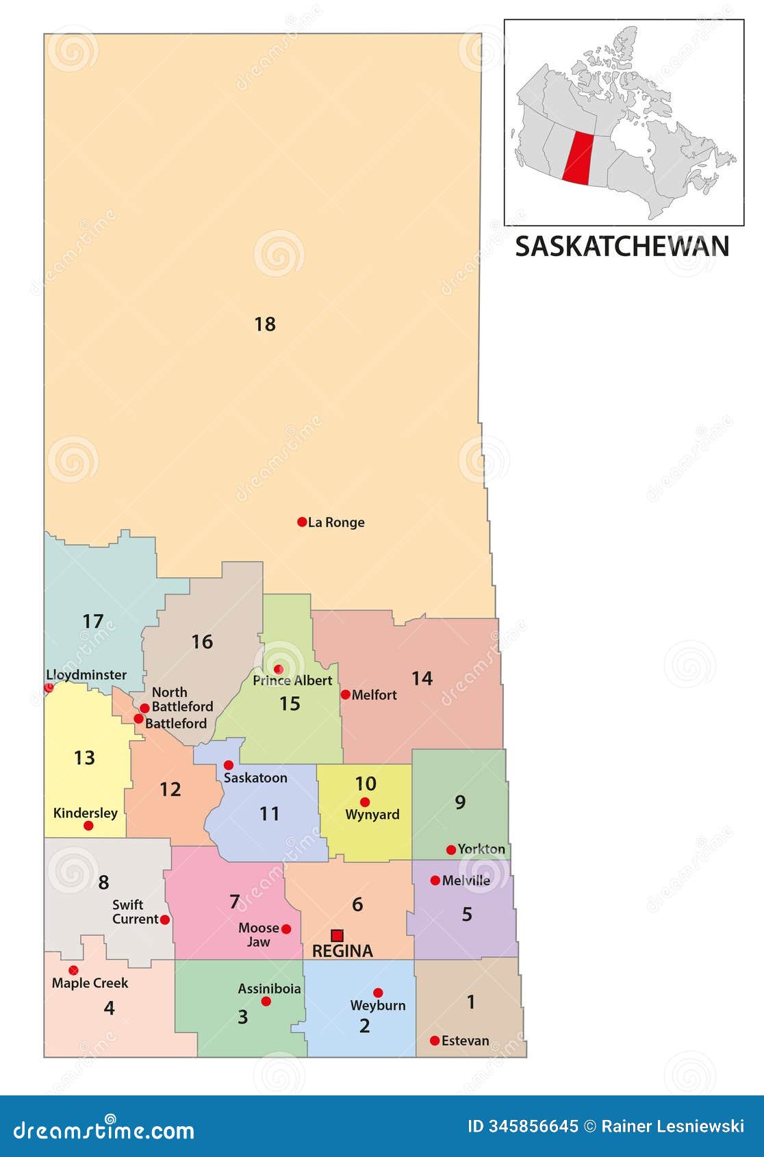 Map of Census Districts of Saskatchewan, Canada Stock Illustration - Illustration of districts ...