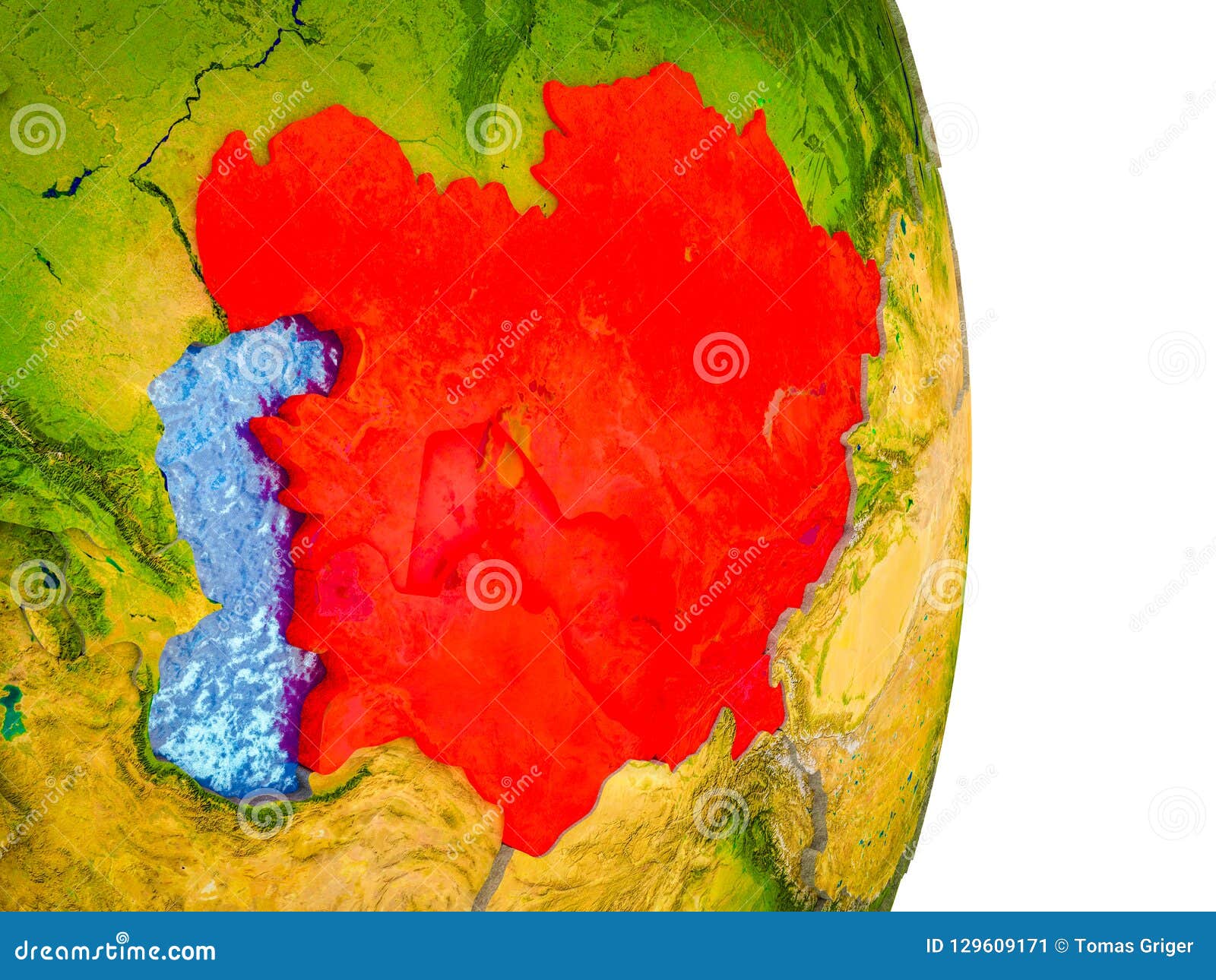 Map of Central Asia on 3D Earth Stock Illustration - Illustration of ...