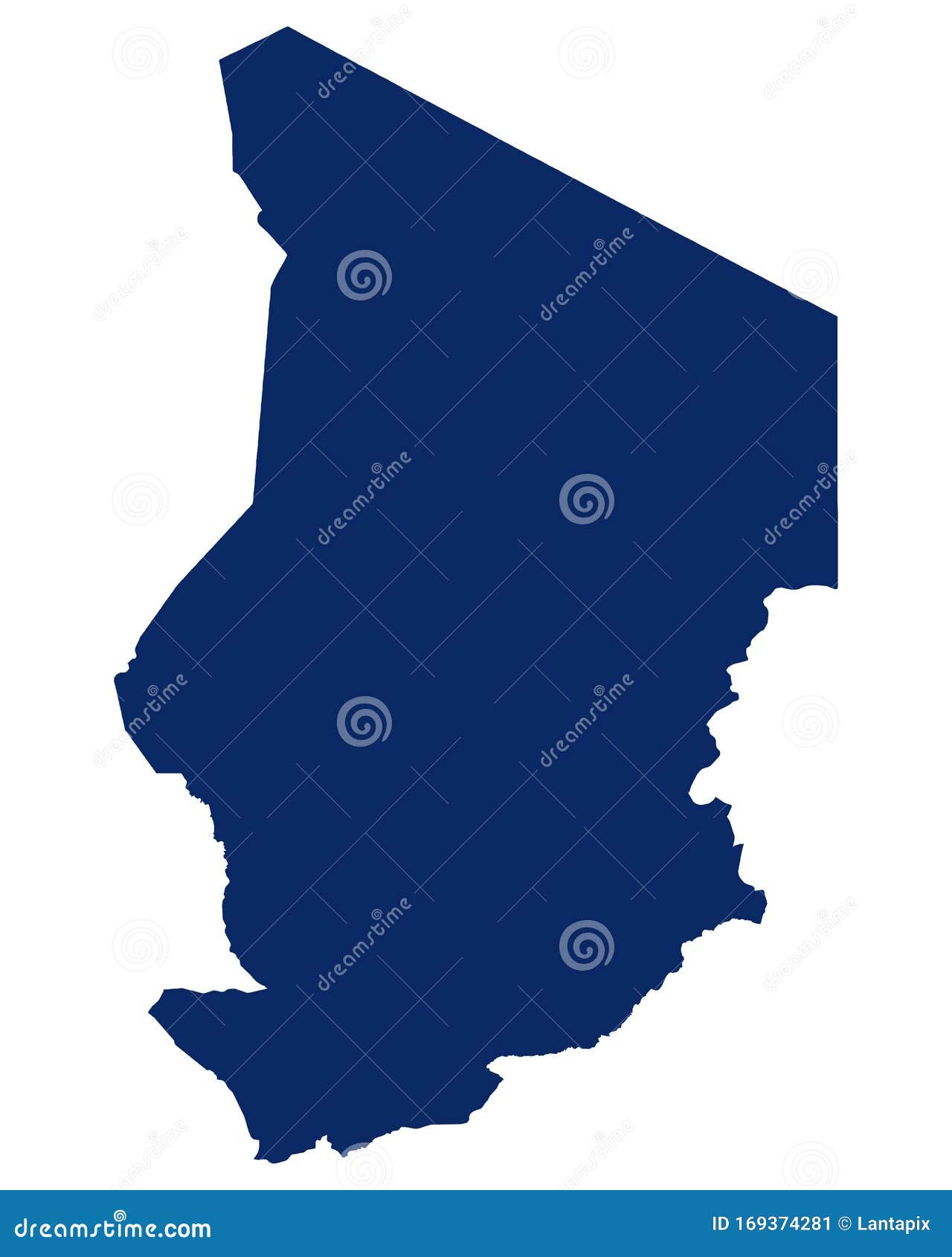 Map of Chad in blue colour stock vector. Illustration of isolated ...