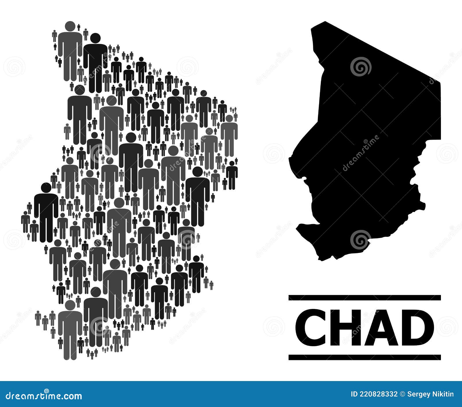 Vector Demographics Collage Map of Chad and Solid Map Stock Vector ...