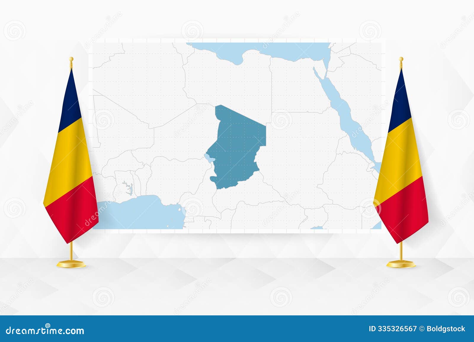 Map of Chad and Flags of Chad on Flag Stand Stock Vector - Illustration ...