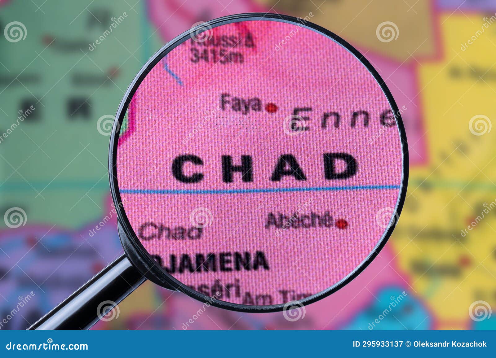 Map of CHAD through Magnifying Glass. Stock Image - Image of city ...