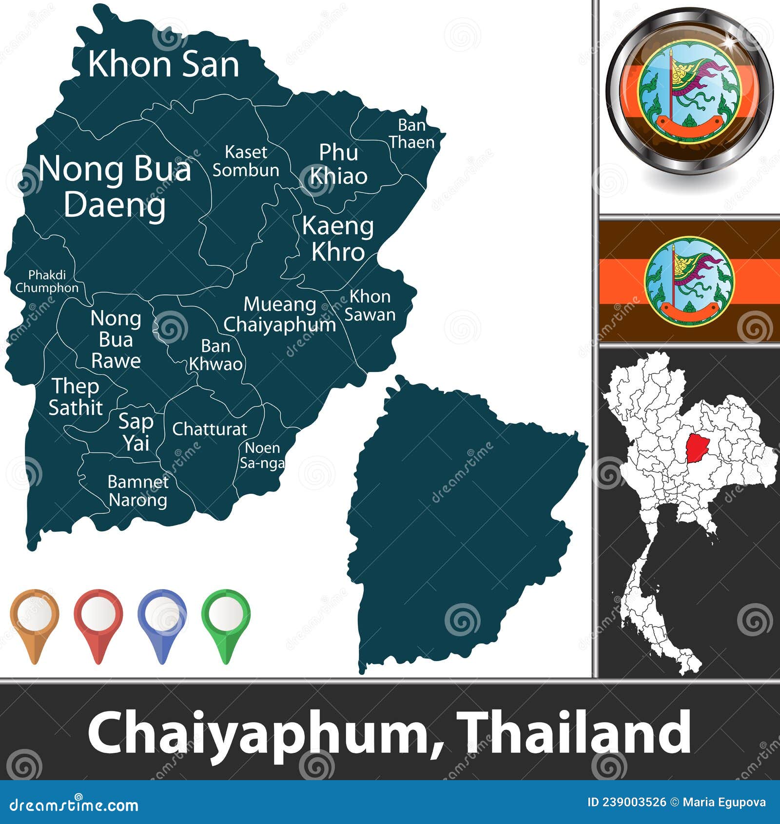 Map of Chaiyaphum, Thailand Stock Vector - Illustration of municipalities, asia: 239003526