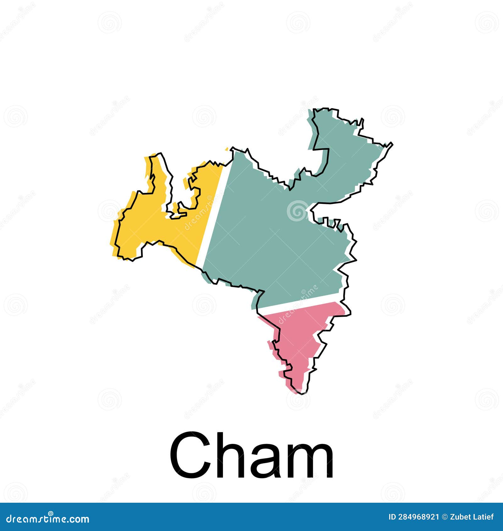 Map of Cham Modern Outline, Map of German Country Colorful Vector ...