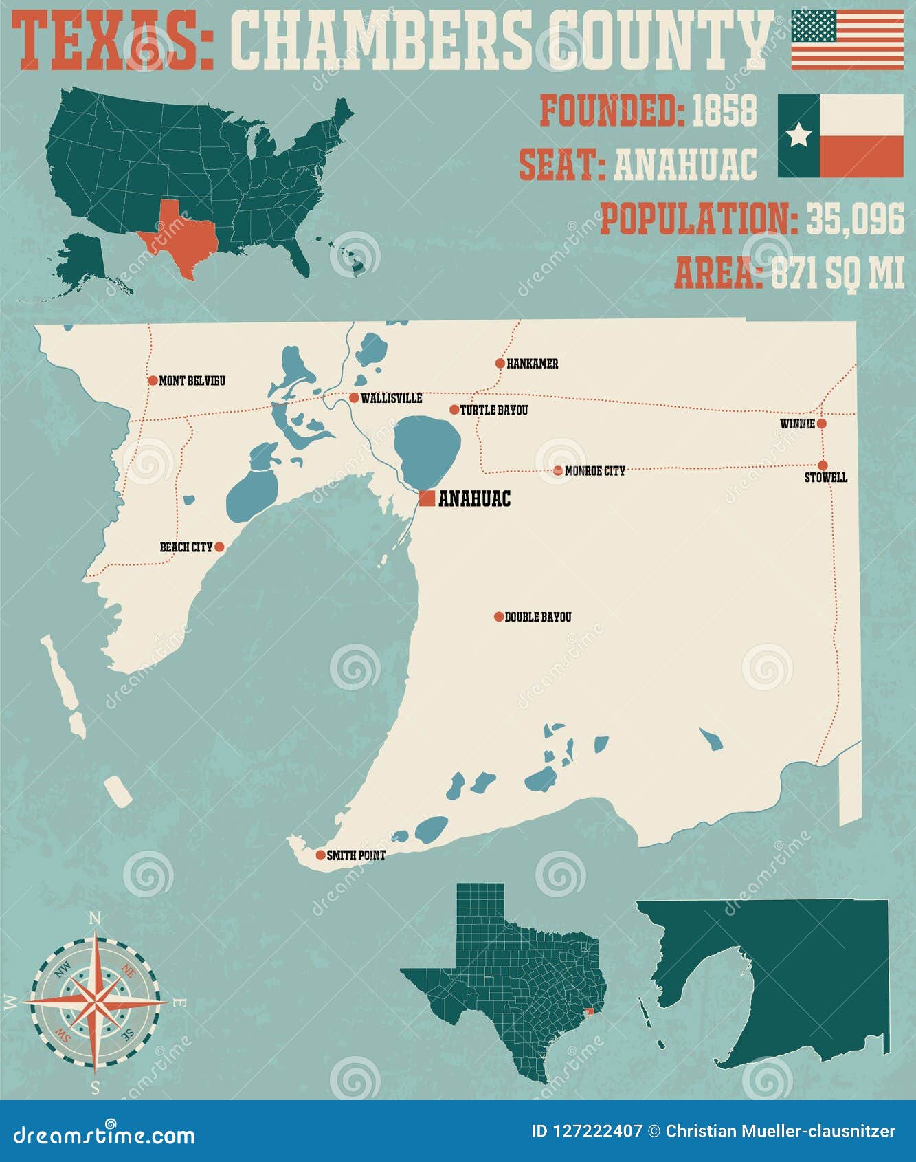 Map Of Chambers County In Texas Cartoon Vector | CartoonDealer.com ...