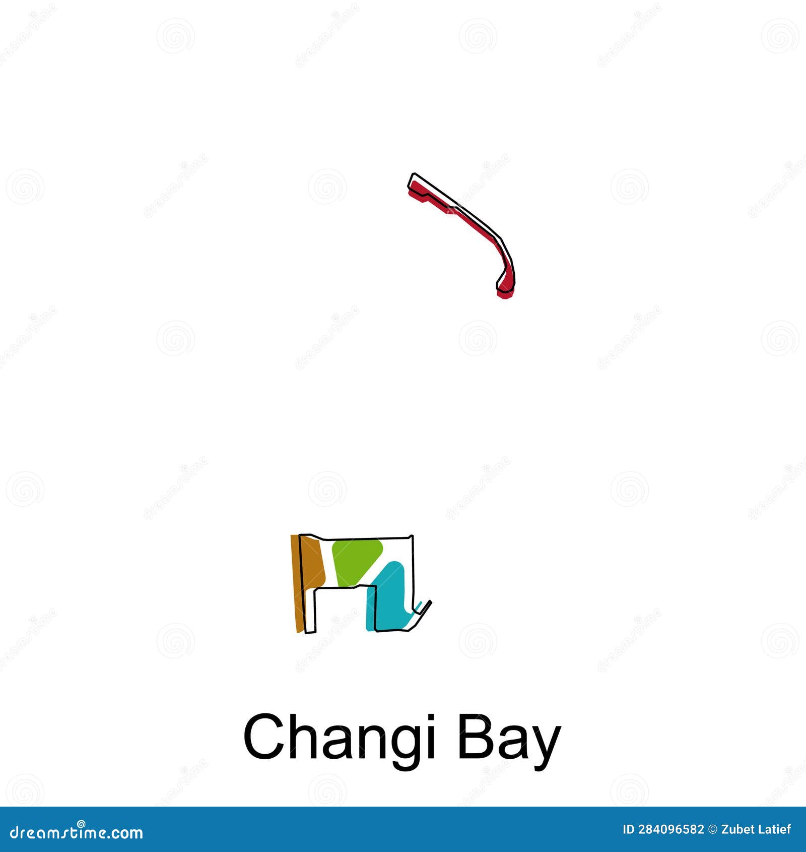 Map of Changi Bay Vector Design Template, National Borders and ...