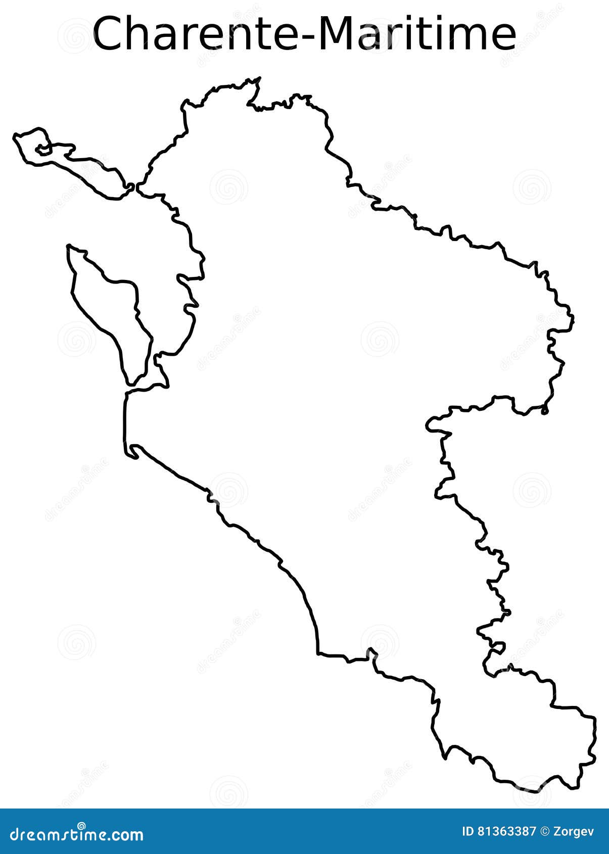 Map of Charente-Maritime stock vector. Illustration of country - 81363387