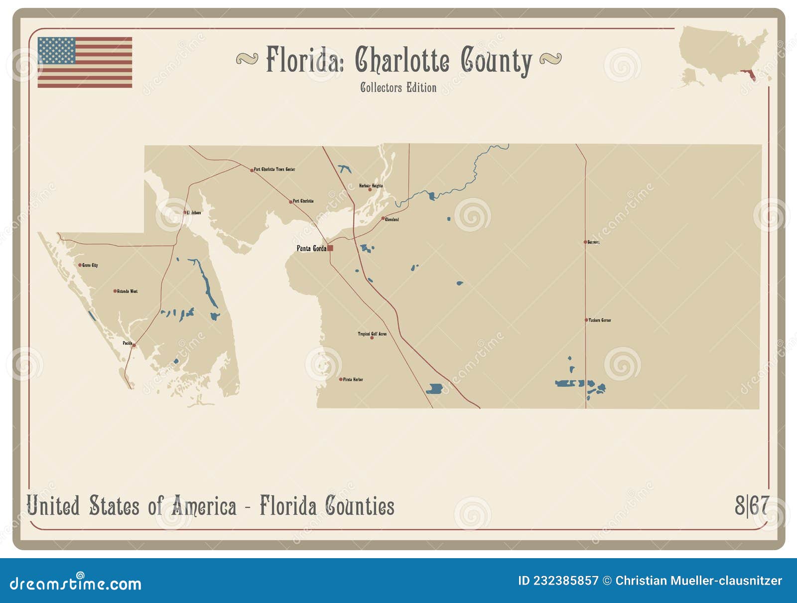 Map Of Charlotte County In Virginia State On White Background. Single ...