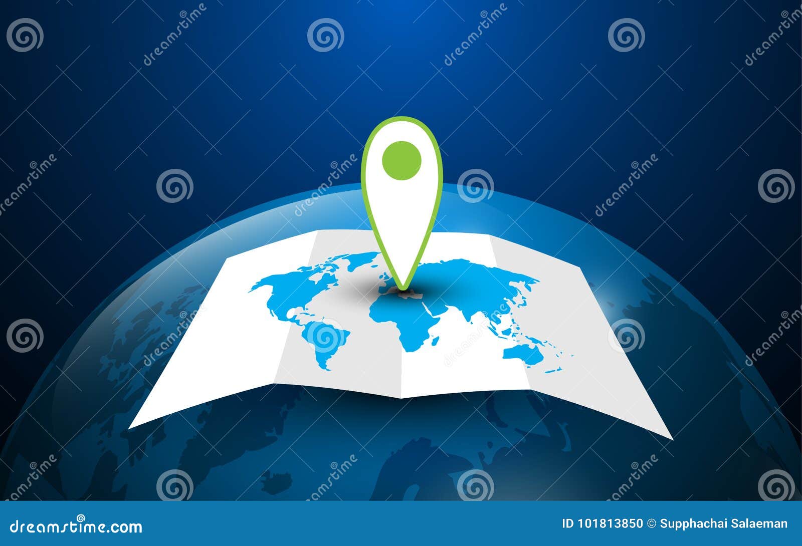 Map Check in Point Mark on Globe Background Stock Vector - Illustration ...