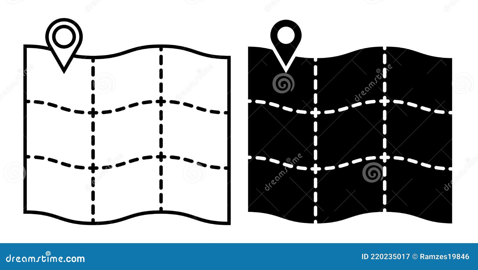 Map with Checkpoint Mark. Navigation on Paper Map Using GPS System ...