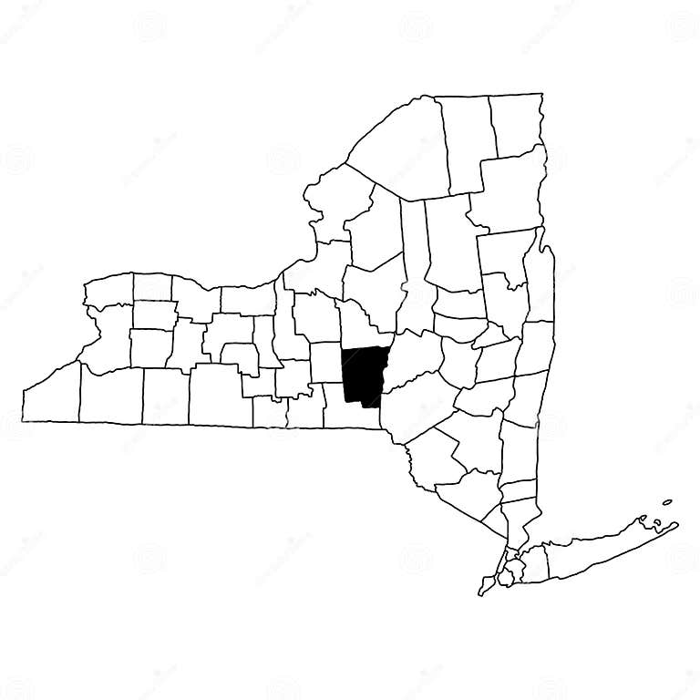 Map of Chenango County in New York State on White Background. Single ...