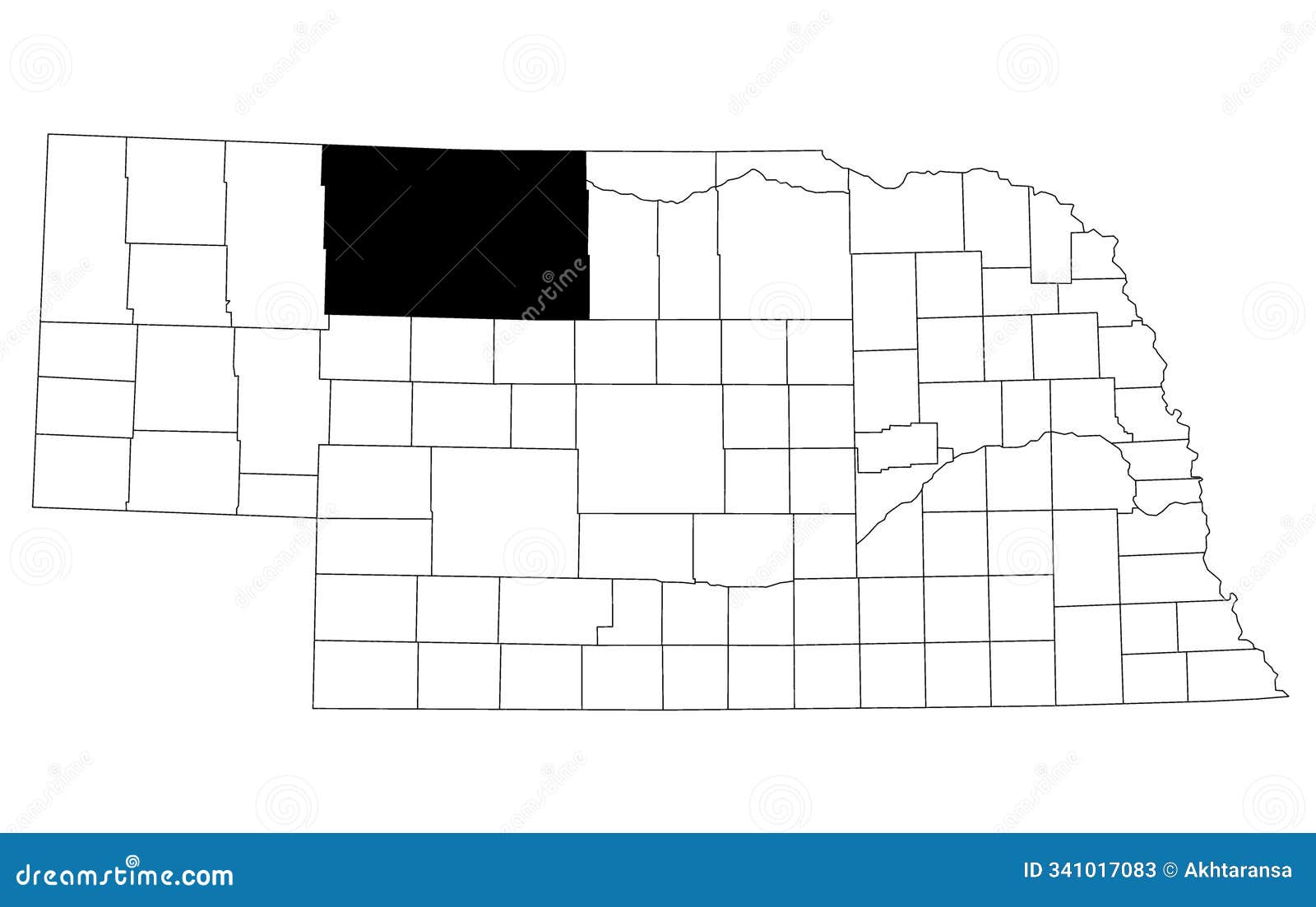 Map of Cherry County in Nebraska State on White Background. Single ...