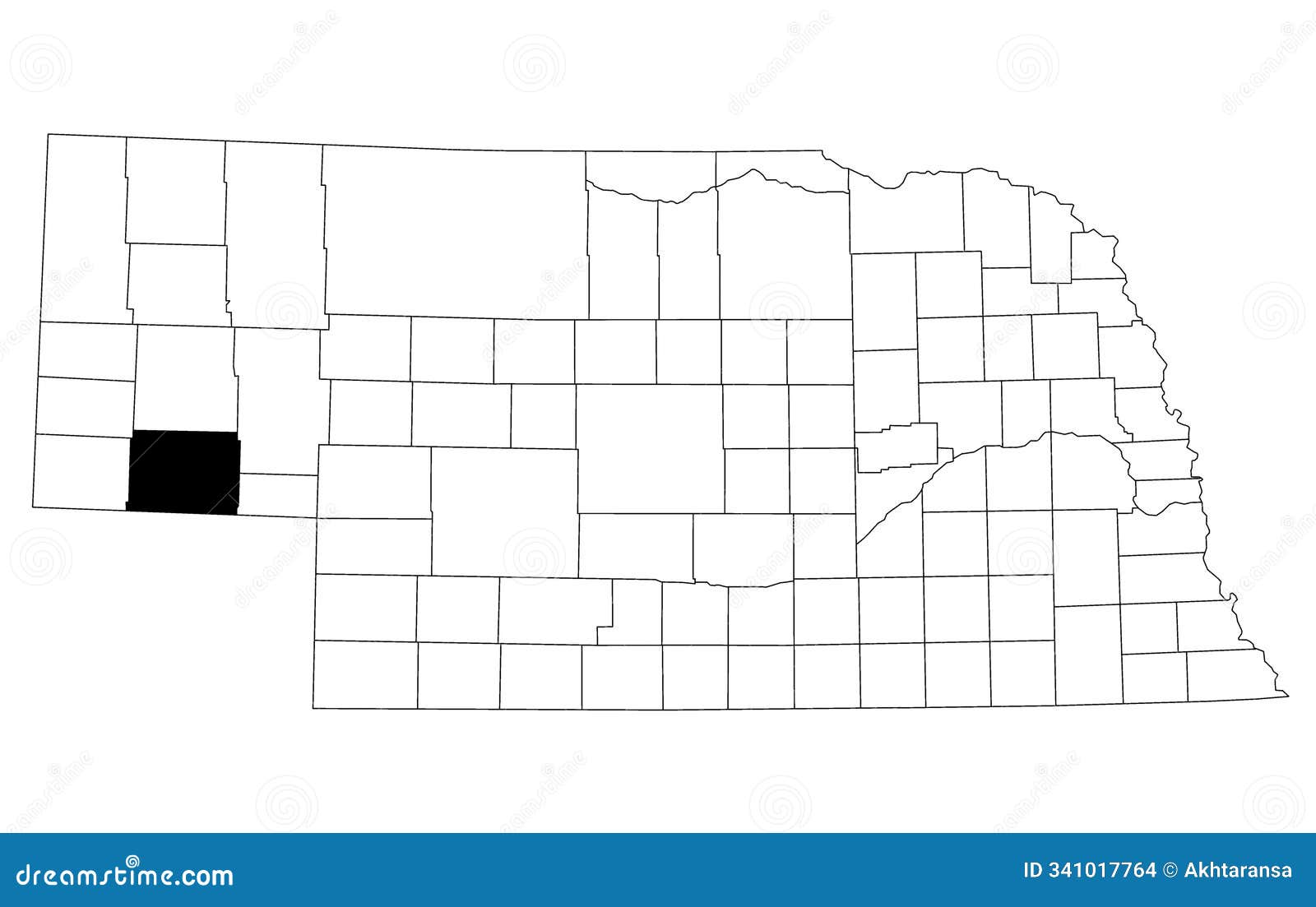 Map Of Cheyenne County In Nebraska State On White Background. Single ...