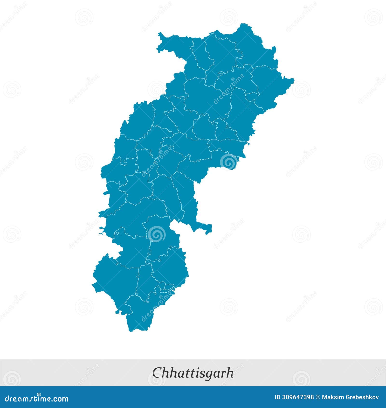 Map of Chhattisgarh is a State of India with Districts Stock Vector ...