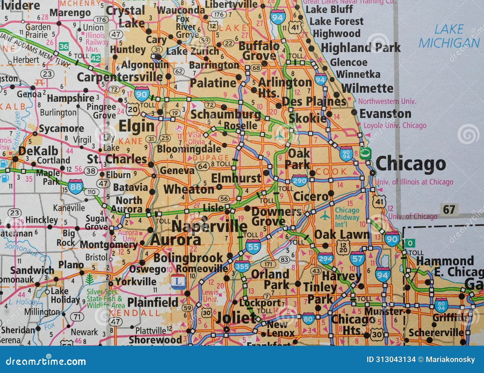 Map of Chicagoland Area editorial stock image. Image of area - 313043134