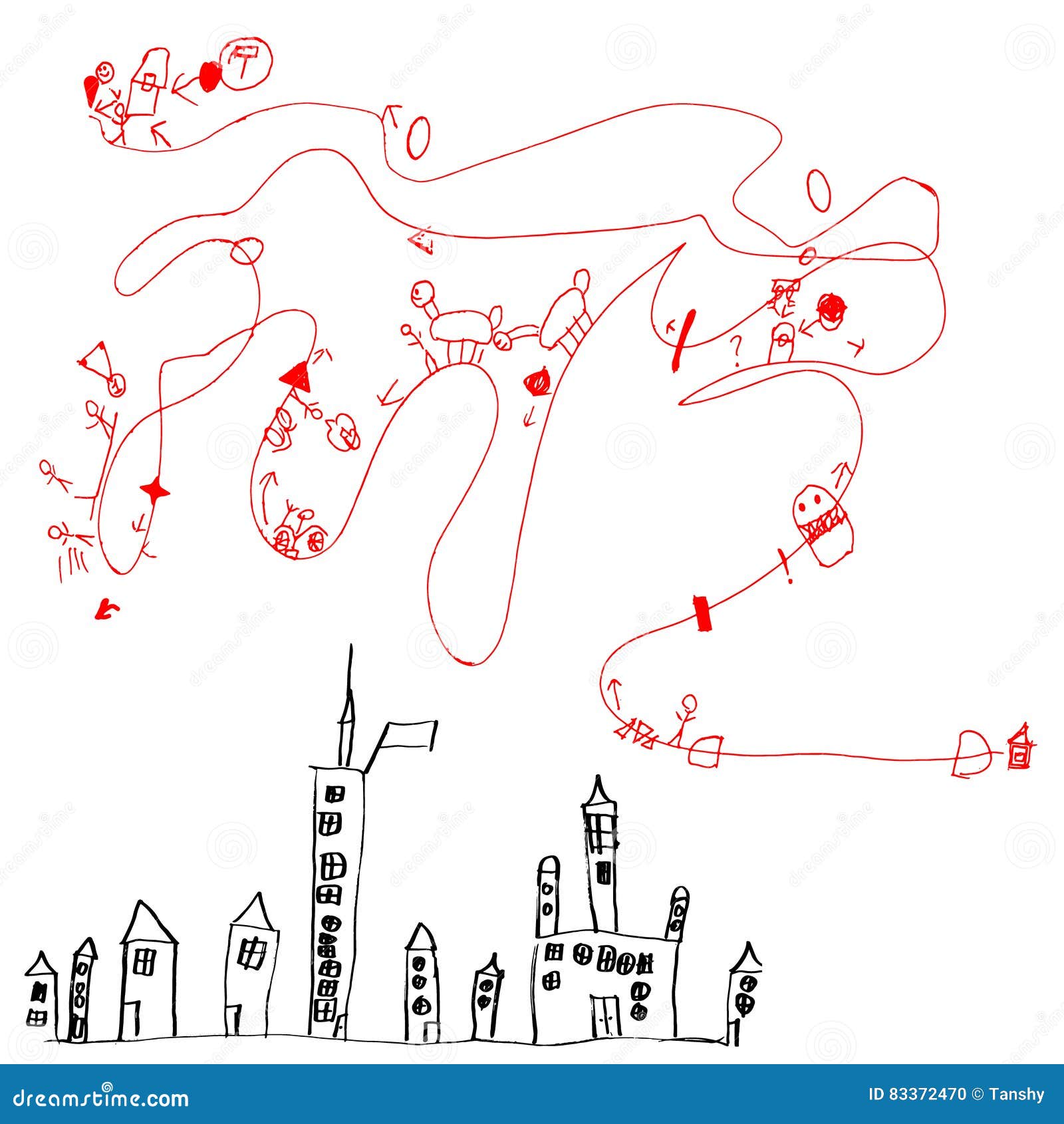Map of a Child& X27;s Drawings Vector Seamless Texture Stock Vector ...