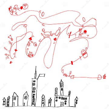 Map of a Child& X27;s Drawings Vector Seamless Texture Stock Vector ...