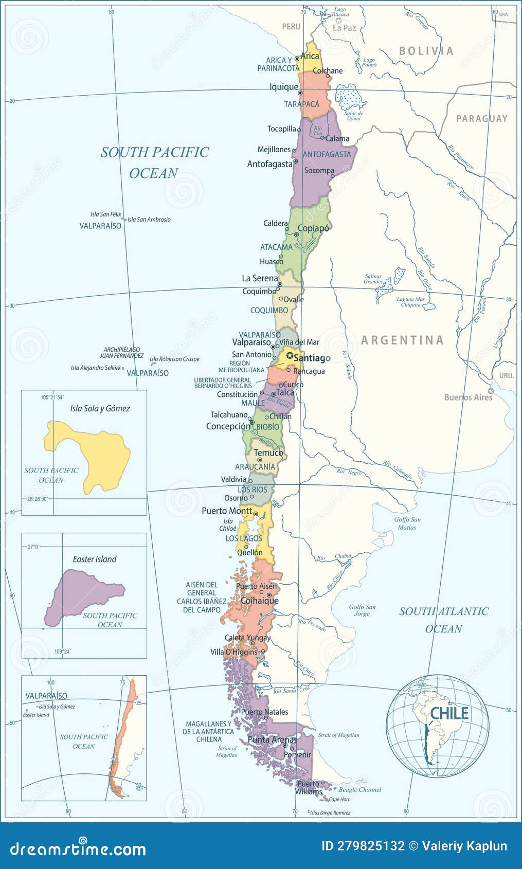 Chile Map - Highly Detailed Vector Illustration Stock Vector ...